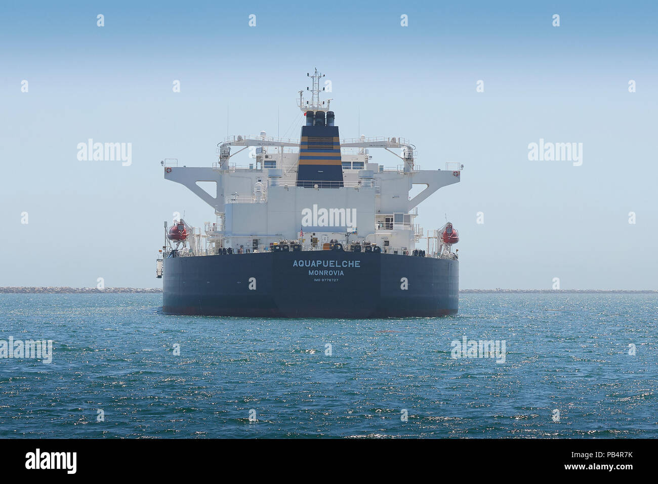 Stern View Of The Supertanker, (Crude Oil Tanker), AQUAPUELCHE ...