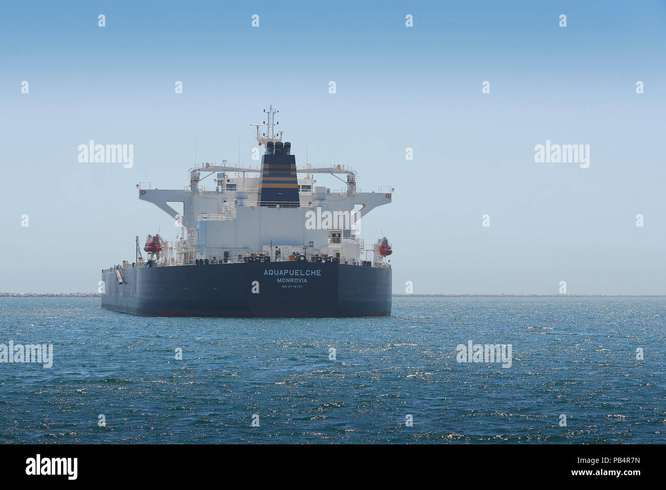 Stern View Of The Supertanker, (Crude Oil Tanker), AQUAPUELCHE ...