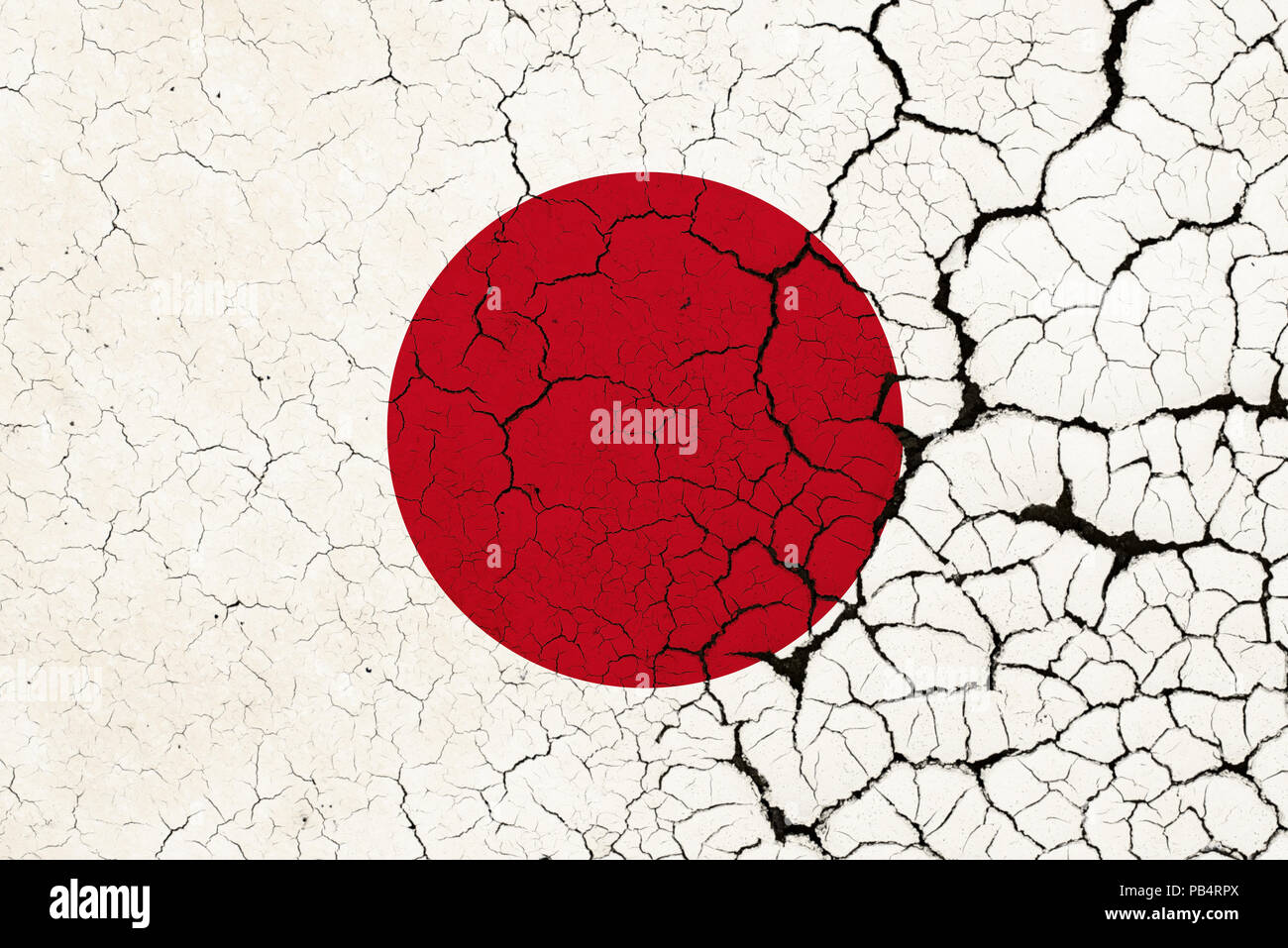 A Cracked And Fragile Japanese Flag Stock Photo - Alamy