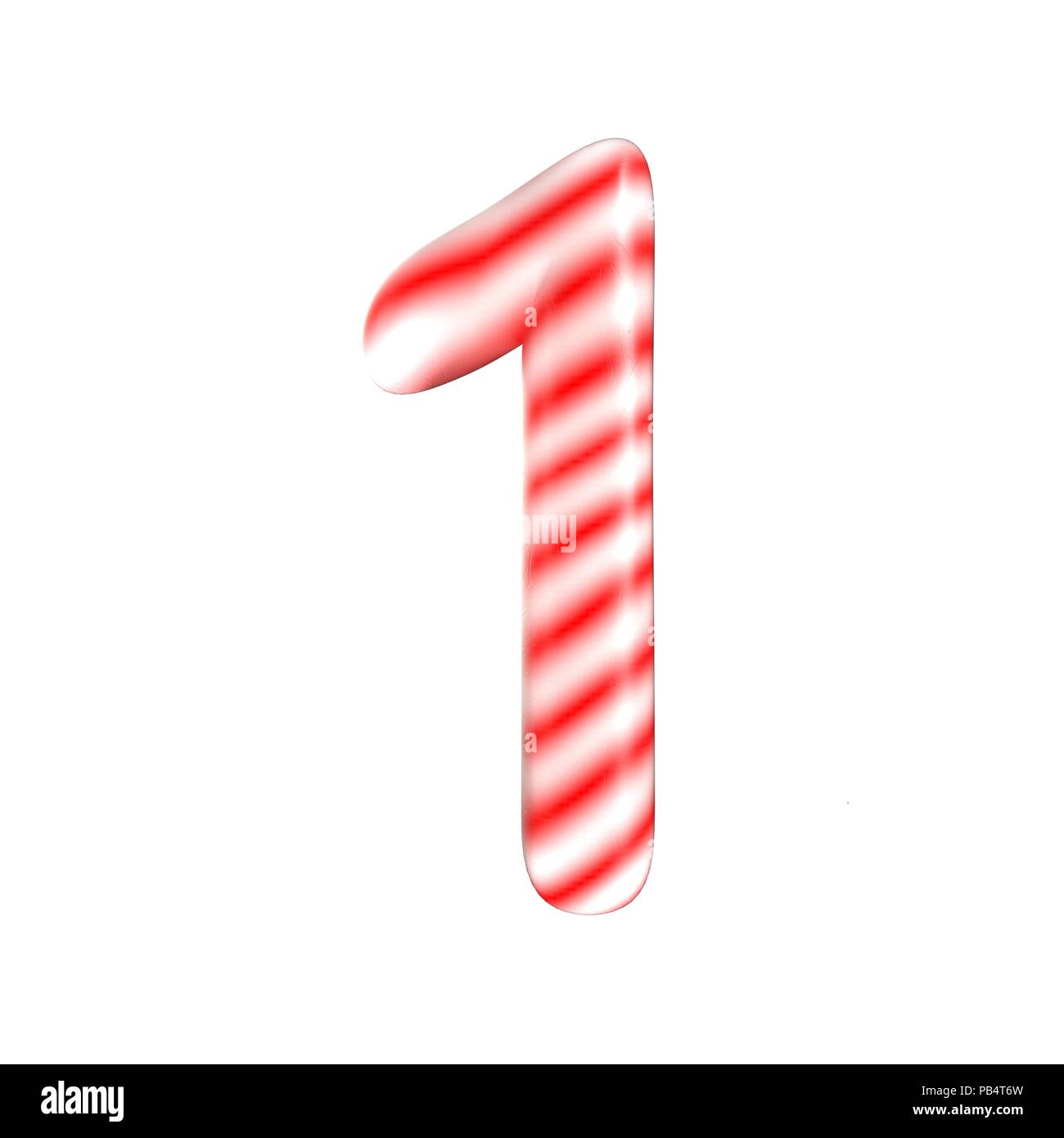 Red white candy number 1 Isolated on white background Stock Photo - Alamy