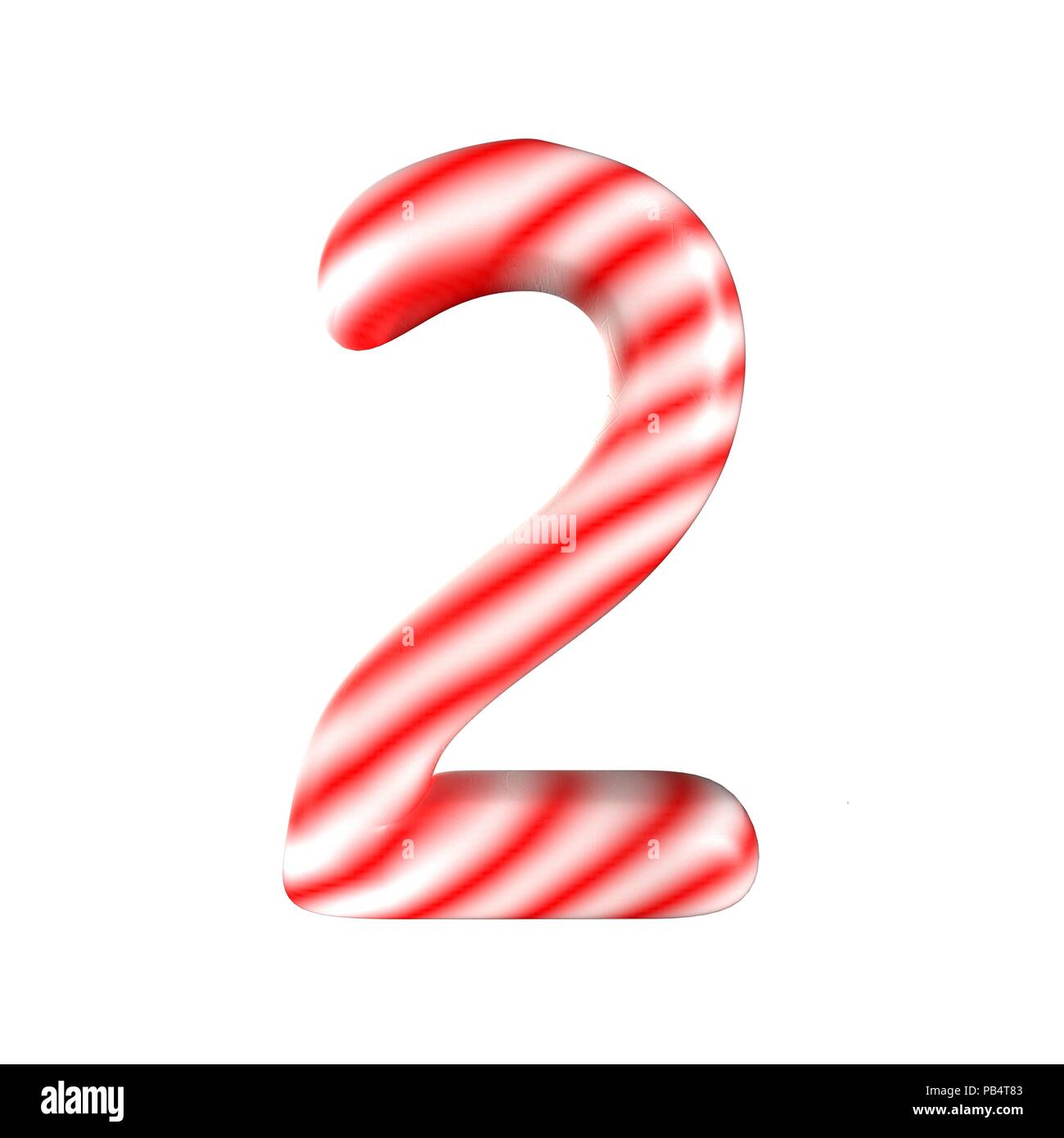 Red white candy number 2 Isolated on white background Stock Photo - Alamy