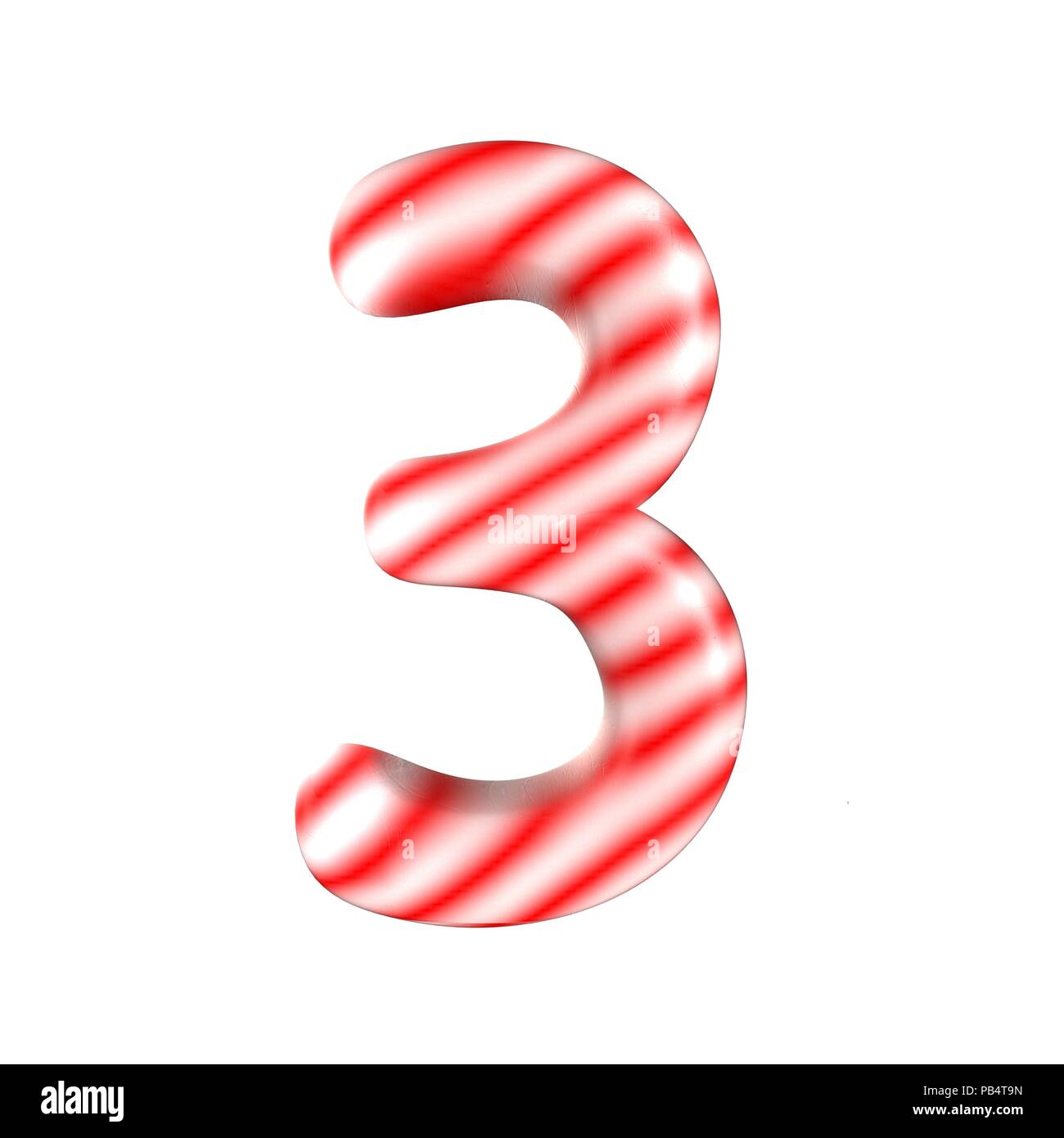 Red white candy number 3 Isolated on white background Stock Photo - Alamy