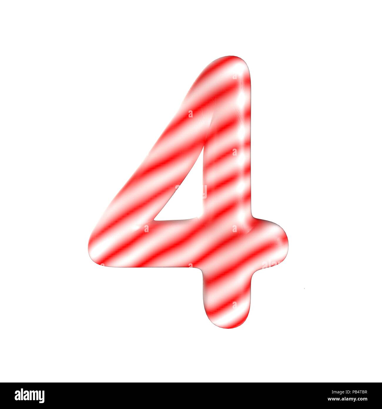 Red white candy number 4 Isolated on white background Stock Photo - Alamy