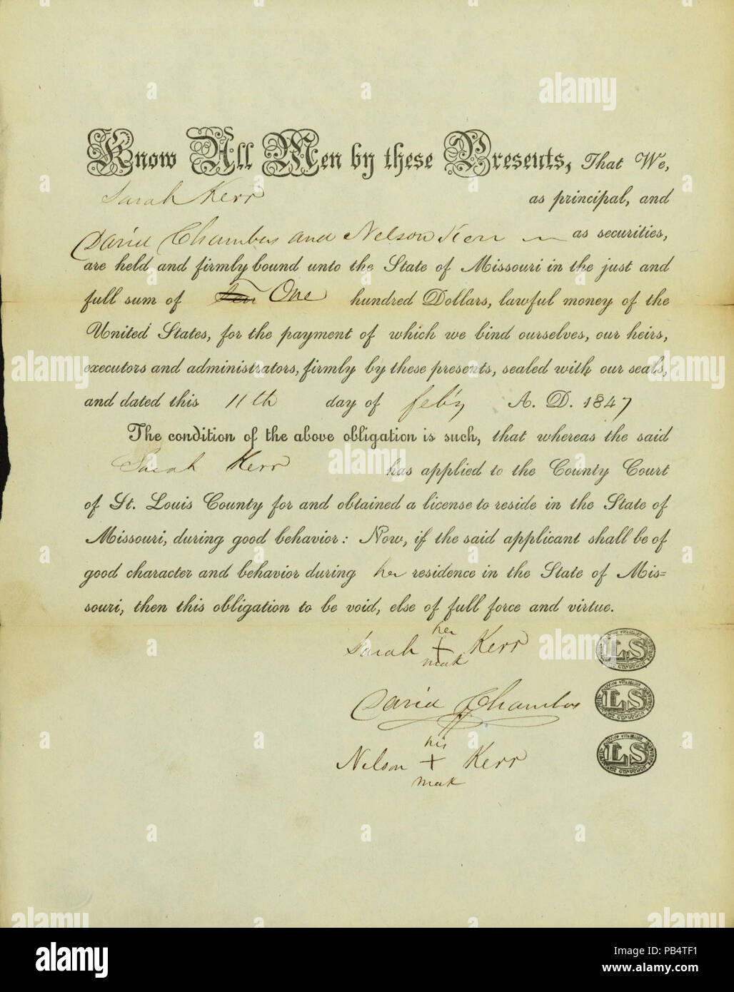 1291 Sarah Kerr Free Negro Bond Stock Photo - Alamy