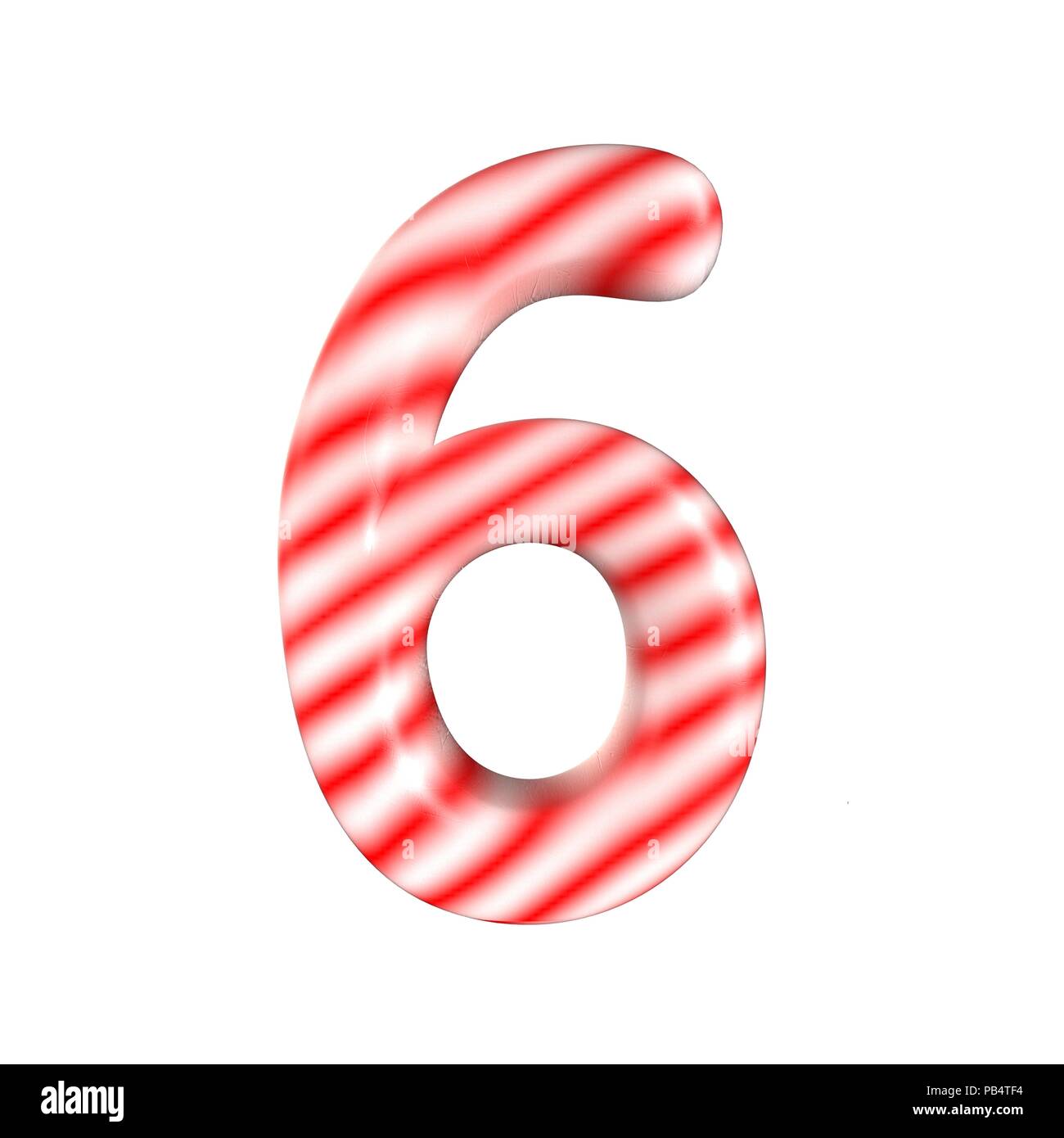 Red white candy number 6 Isolated on white background Stock Photo - Alamy