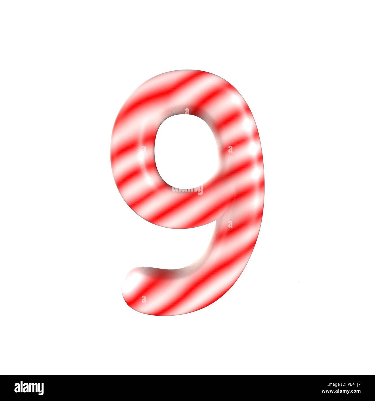 Red white candy number 9 Isolated on white background Stock Photo - Alamy