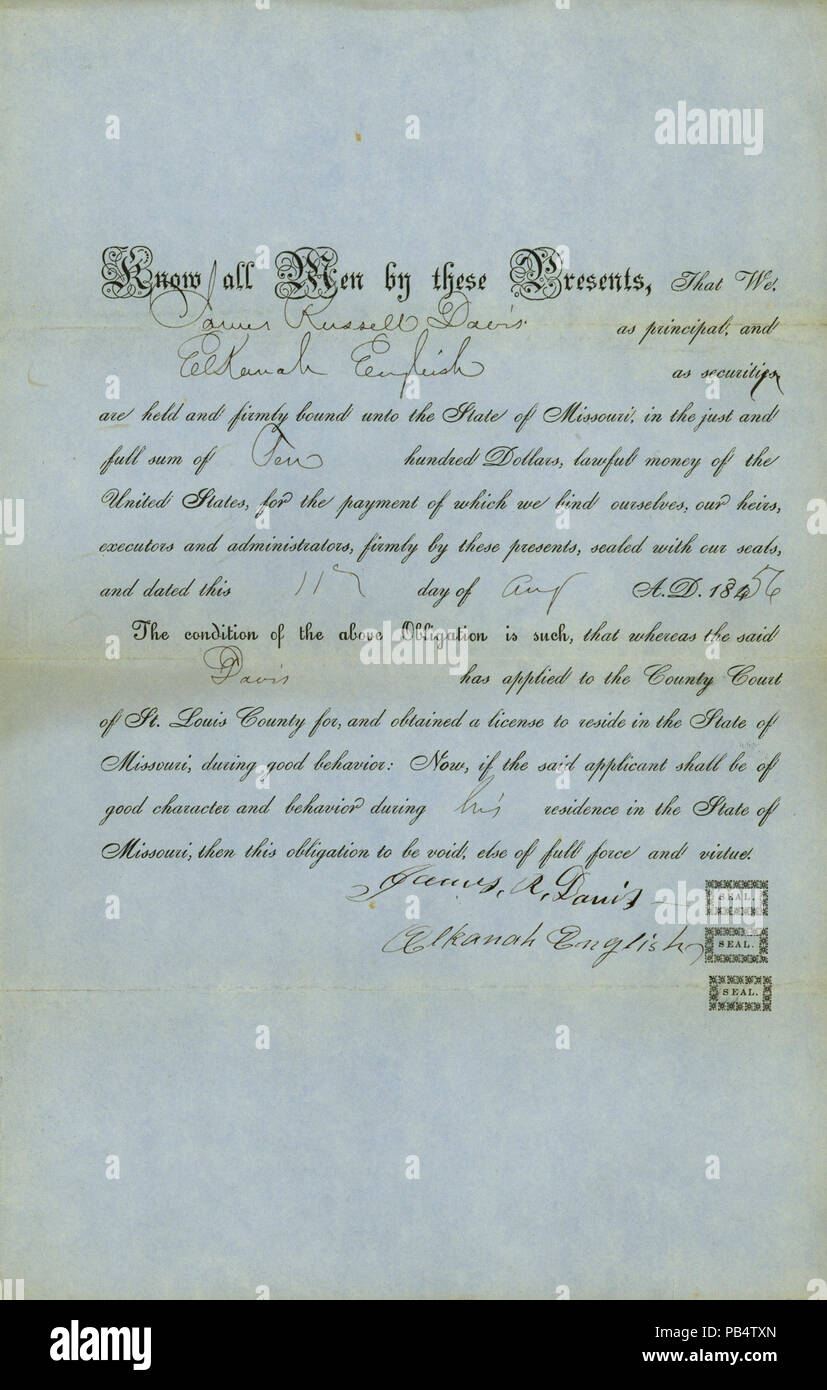 824 James Russell Davis Free Negro Bond Stock Photo - Alamy