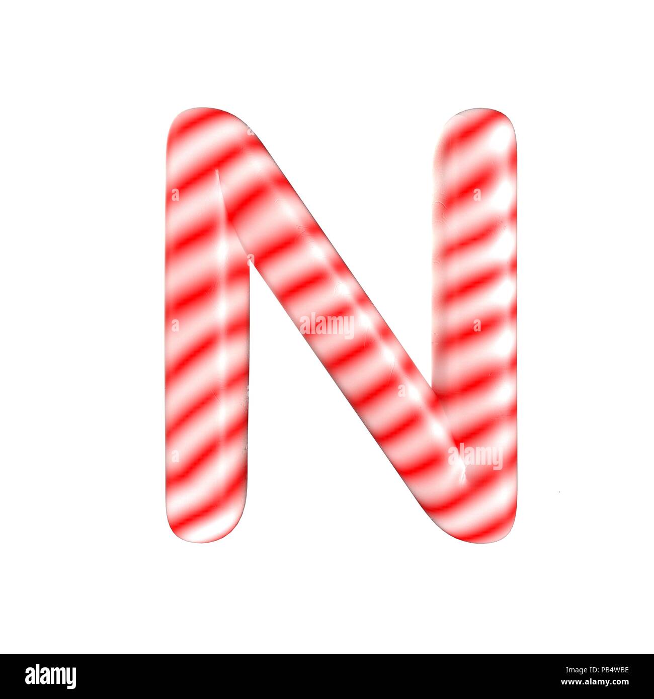 Red White candy letter N Isolated on white background Stock Photo - Alamy