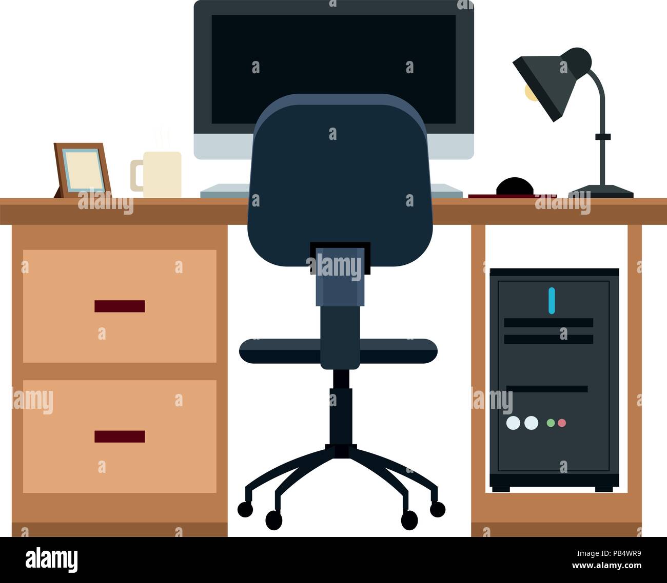 Office with PC on desk vector illustration graphic design Stock Vector ...