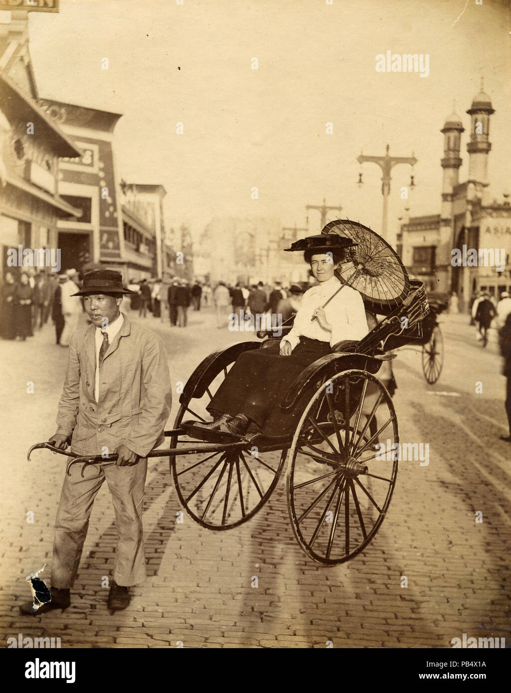 1865 Woman in a rickshaw on the Pike at the 1904 World's Fair Stock ...