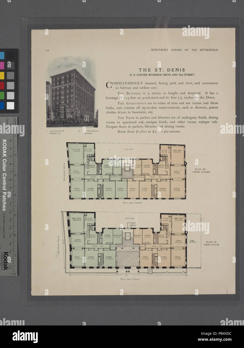 1703 The St. Denis, N.E. corner Riverside Drive and 92nd Street; Plan ...