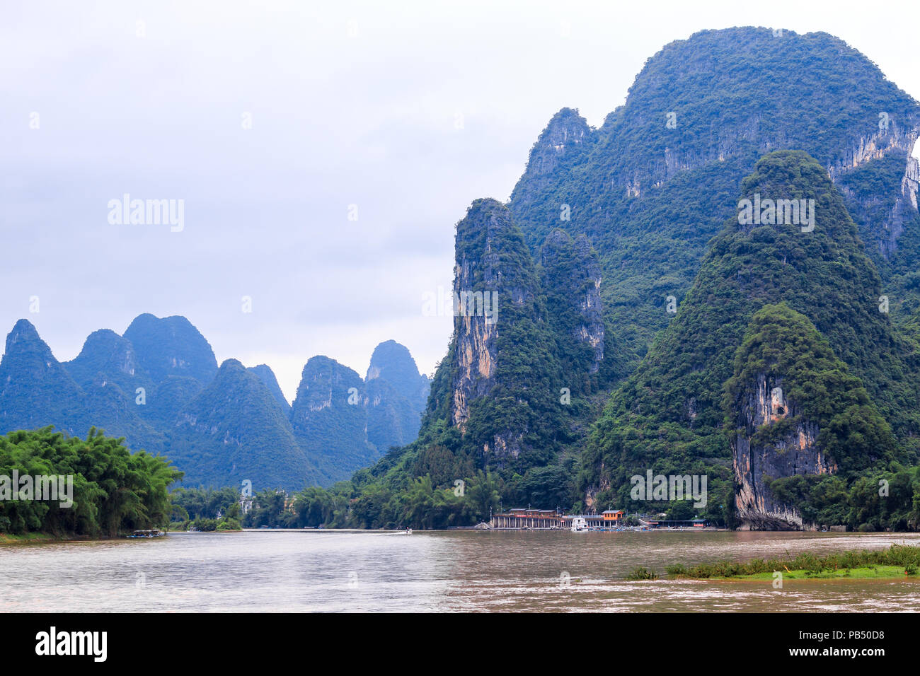 Karst peaks in Xingping Town and the Li River known as Lijiang River ...