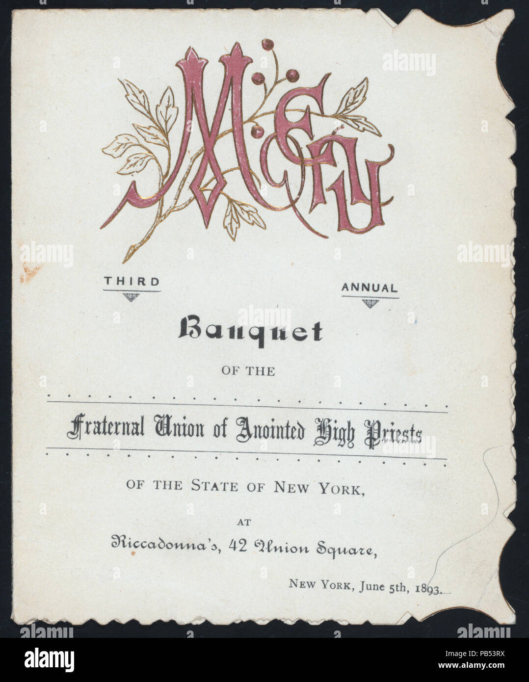 1718 THIRD ANNUAL BANQUET (held by) FRATERNAL UNION OF ANOINTED HIGH ...