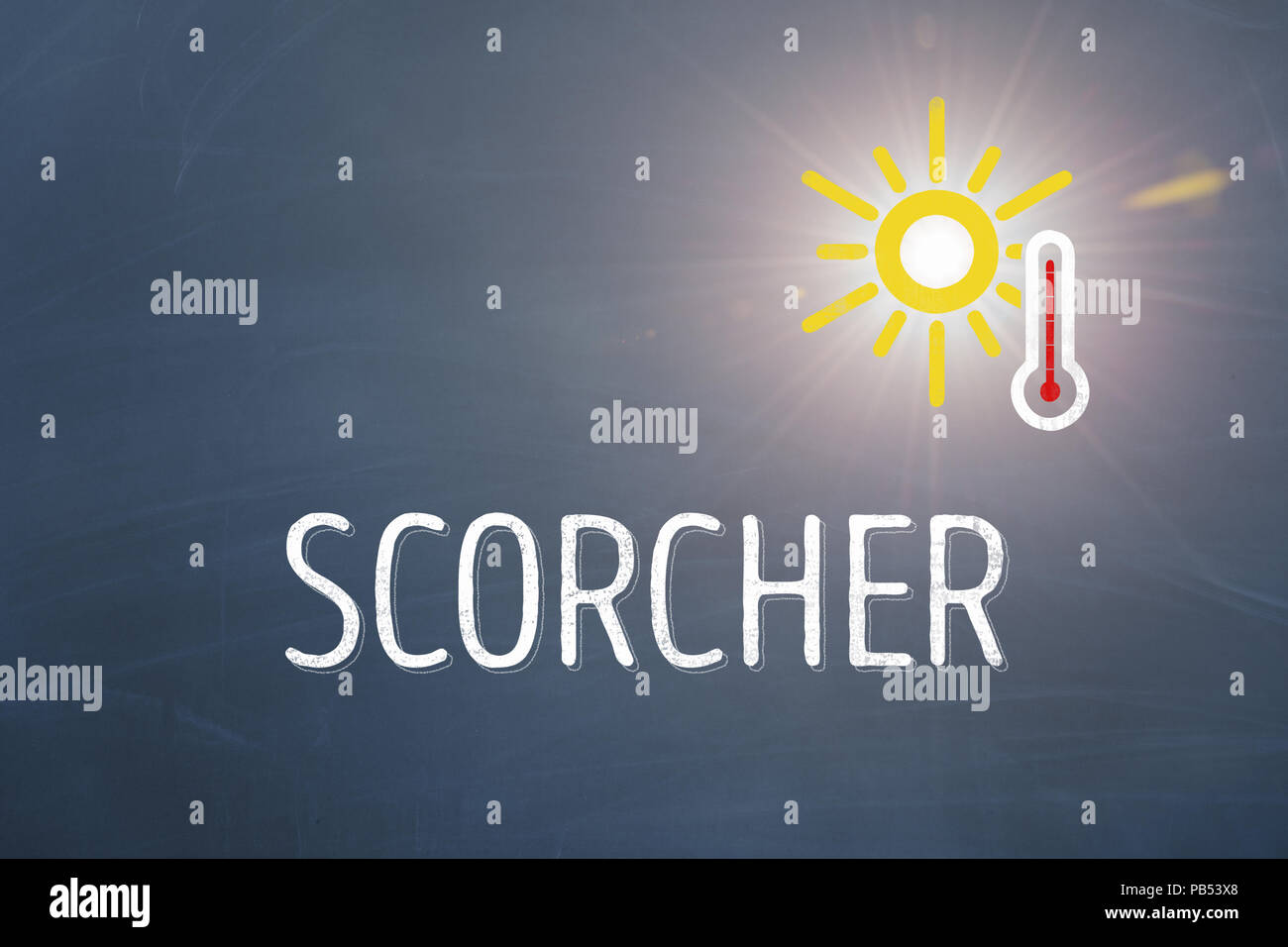 Extreme heat wave or scorcher with sun and thermometer during the ...