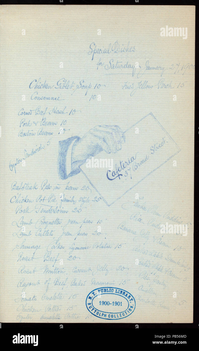 1016 MENU (held by) CAFETERIA-LUNCH (at) "57 BROAD STREET, NEW YORK, NY ...
