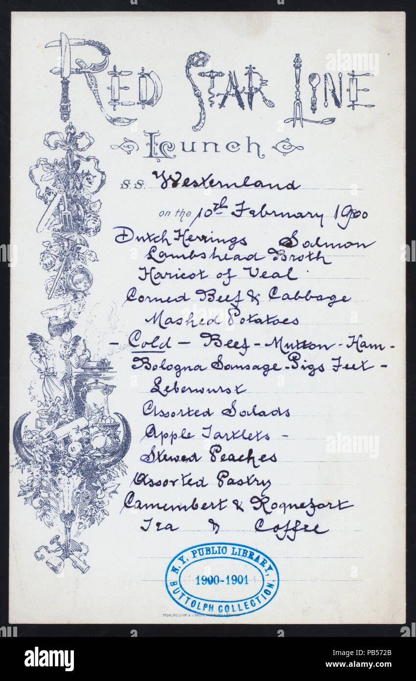 965 LUNCH (held by) RED STAR LINE (at) SS WESTERNLAND (SS;) (NYPL Hades ...