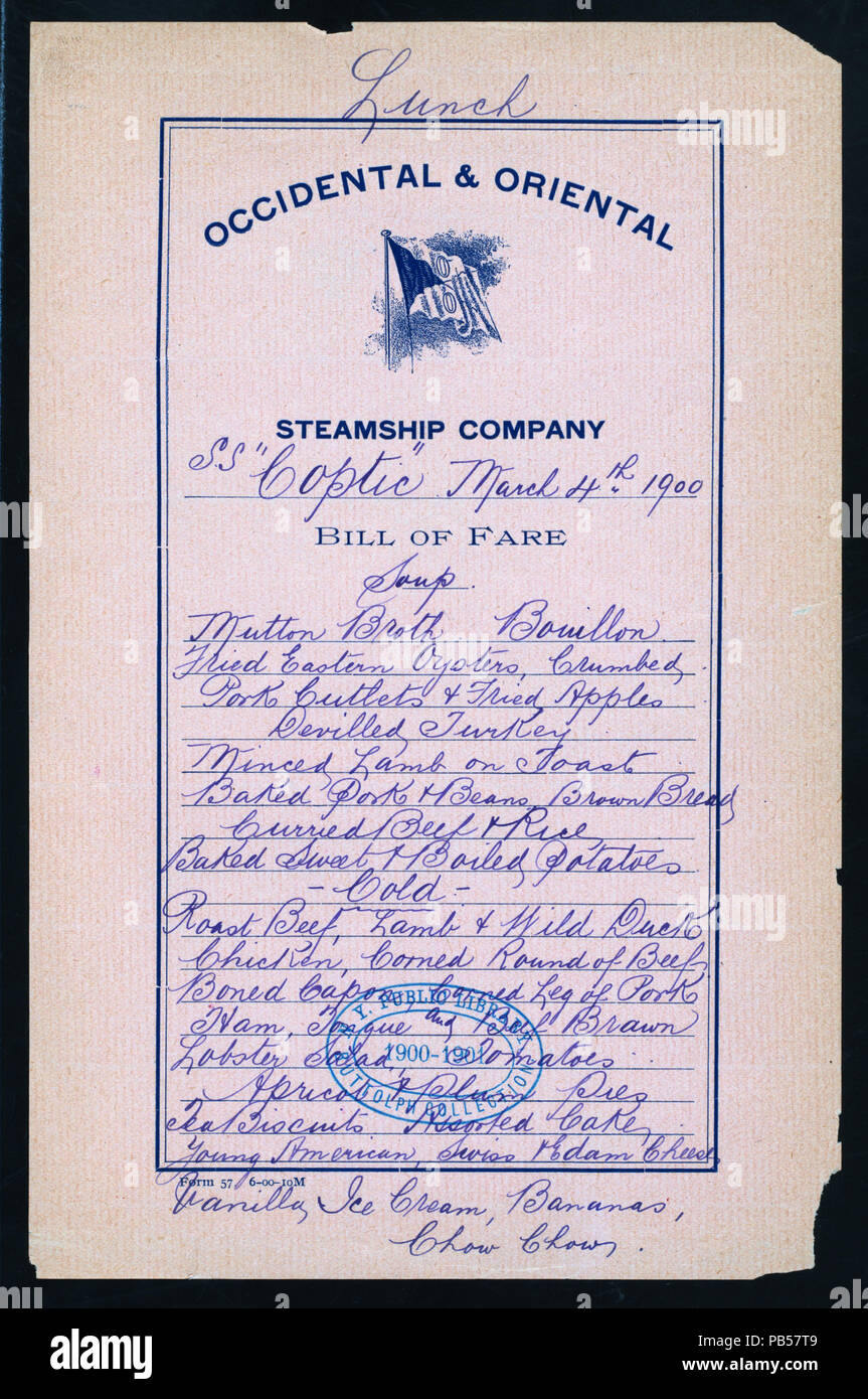 964 LUNCH (held by) OCCIDENTAL & ORIENTAL STEAMSHIP CO. (at) EN ROUTE ...