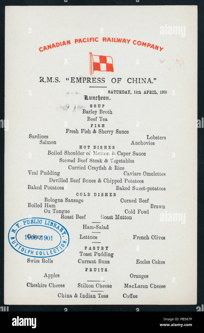 968 LUNCHEON (held by) CANADIAN PACIFIC RAILWAY COMPANY (at) EN ROUTE ...