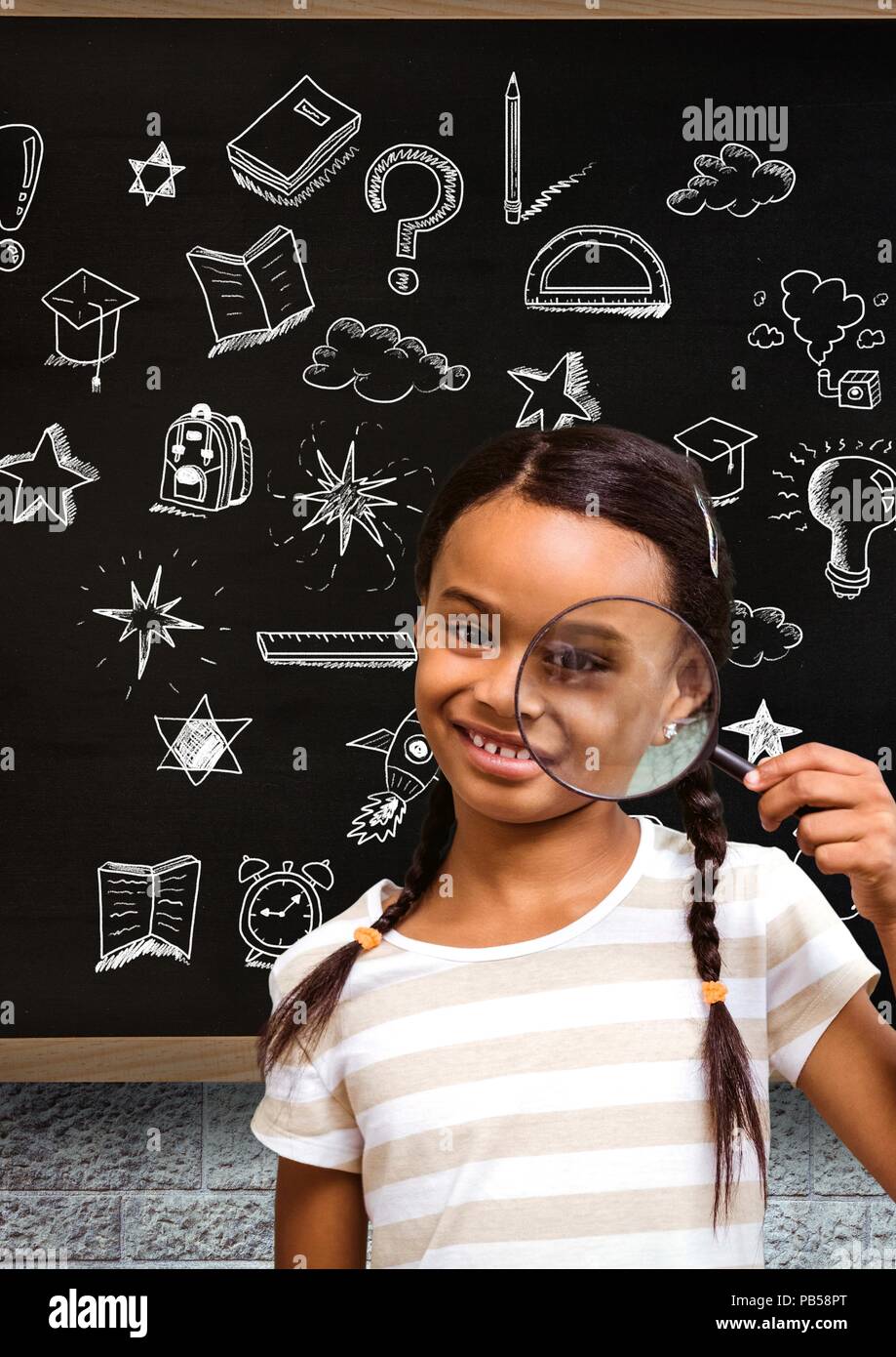 Back child with magnifying glass hi-res stock photography and images ...