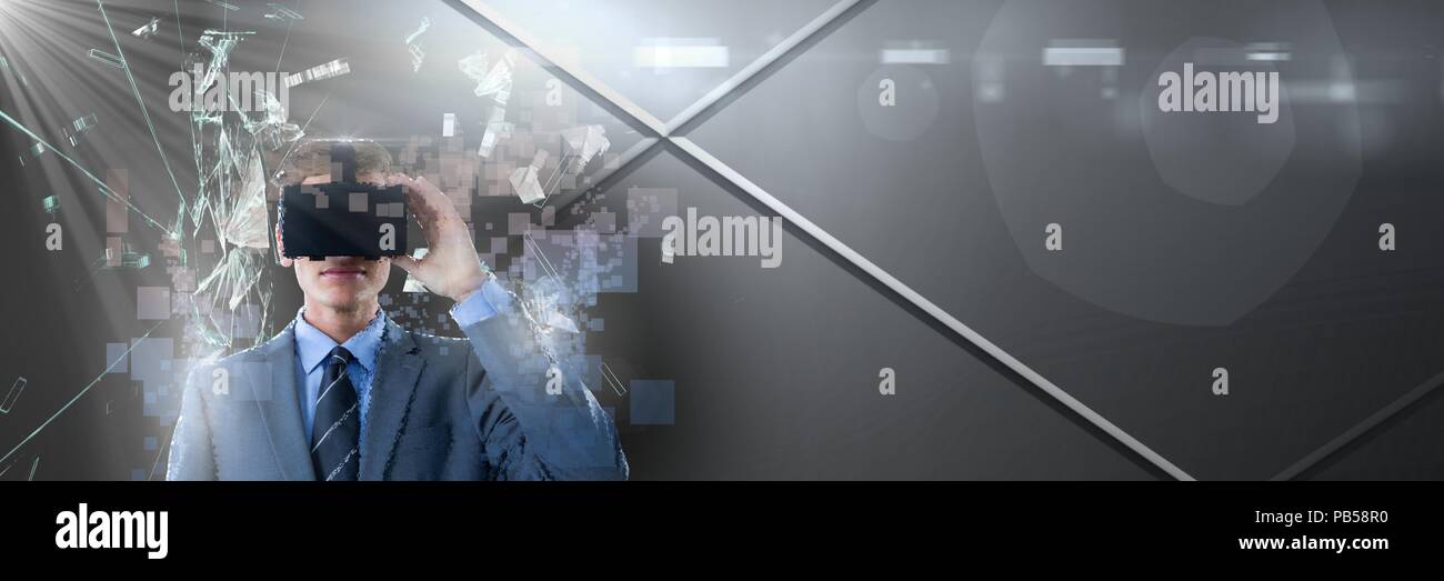 Deconstructing smashing pixel virtual reality man and transition Stock ...