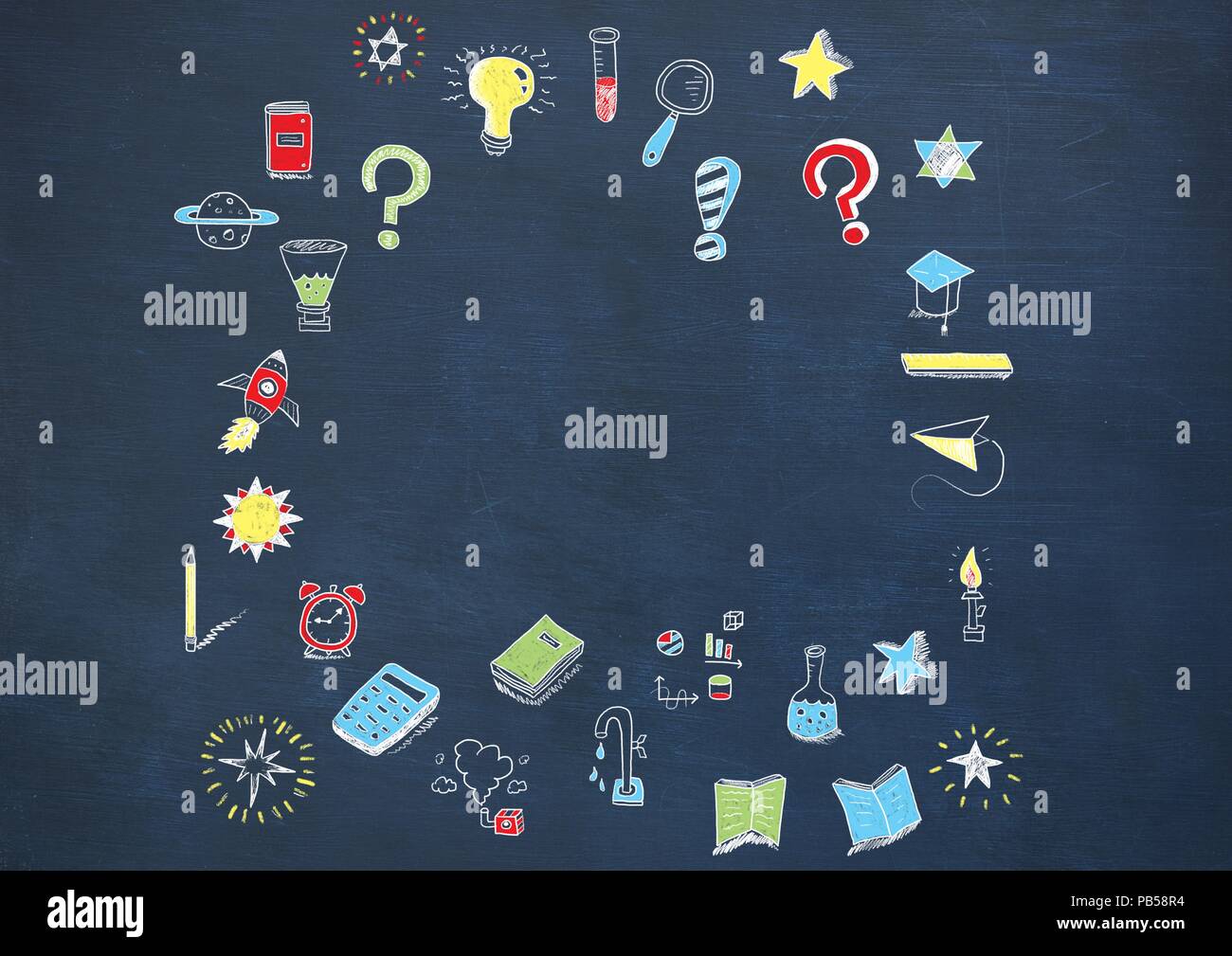 Education drawing on blackboard for school Stock Photo - Alamy