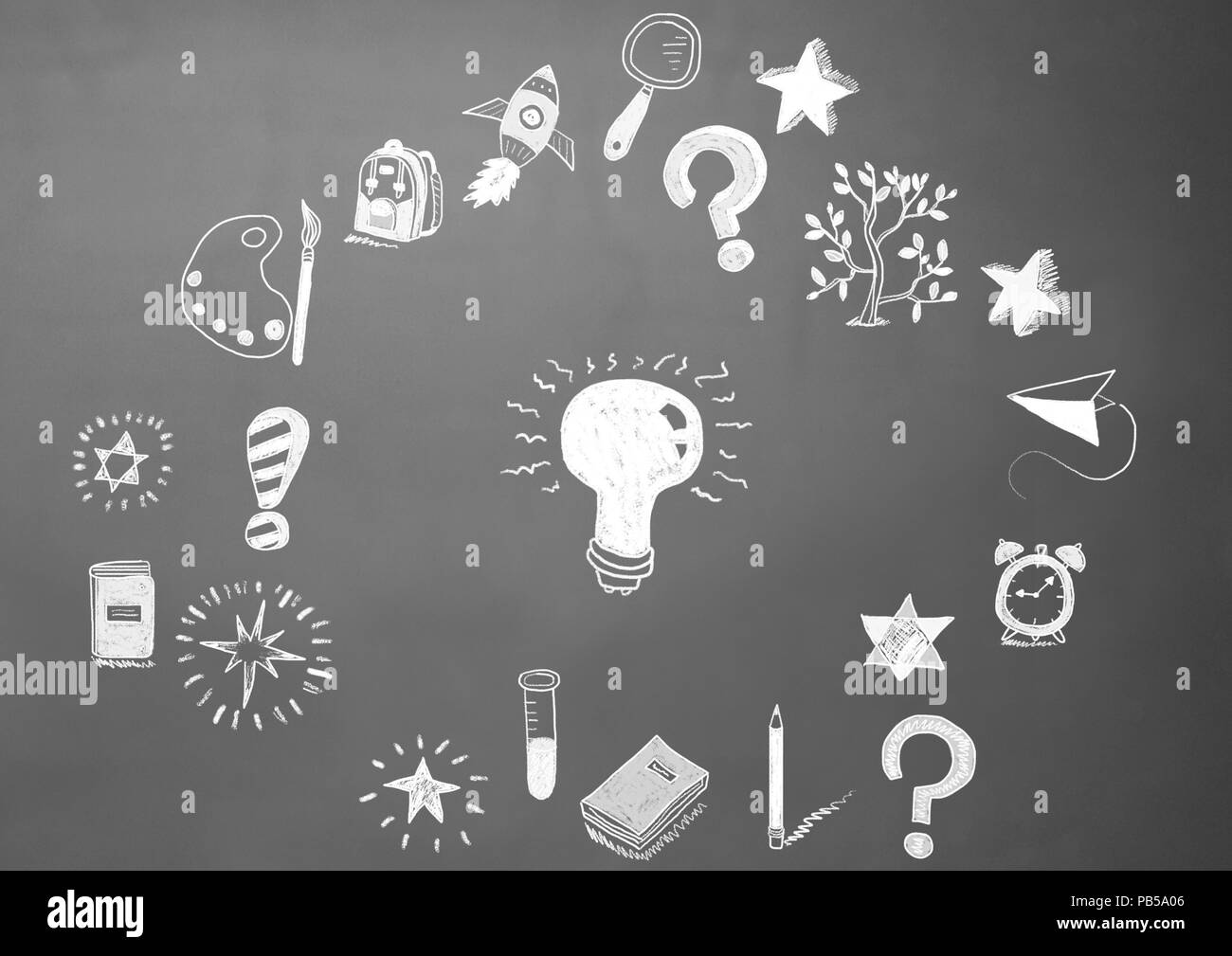 Education drawing on blackboard for school Stock Photo - Alamy