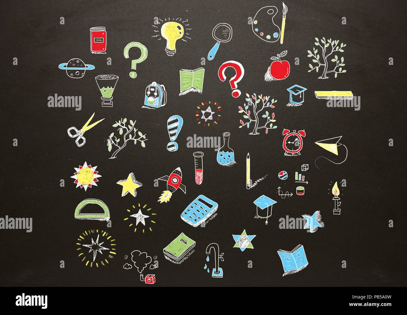 Education drawing on blackboard for school Stock Photo - Alamy