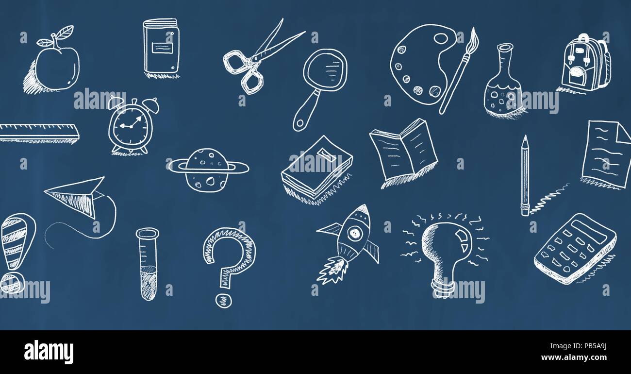 Education drawing on blackboard for school Stock Photo - Alamy