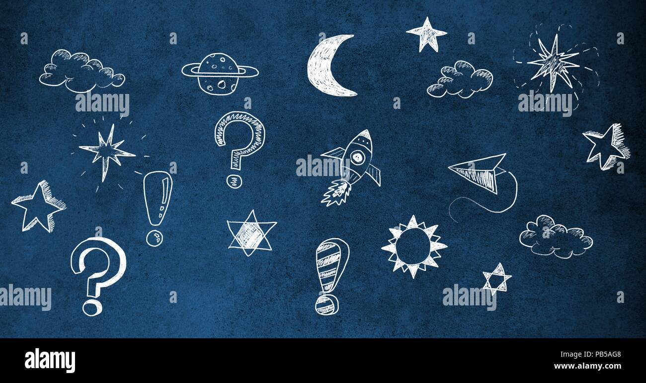 Magical Space universe Education drawing on blackboard for school Stock ...