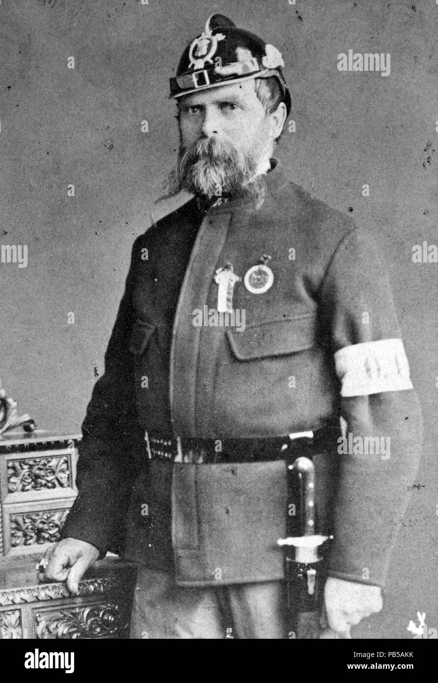 1220 Portrait, man, uniform, moustache, sword, firefighter, pride ...