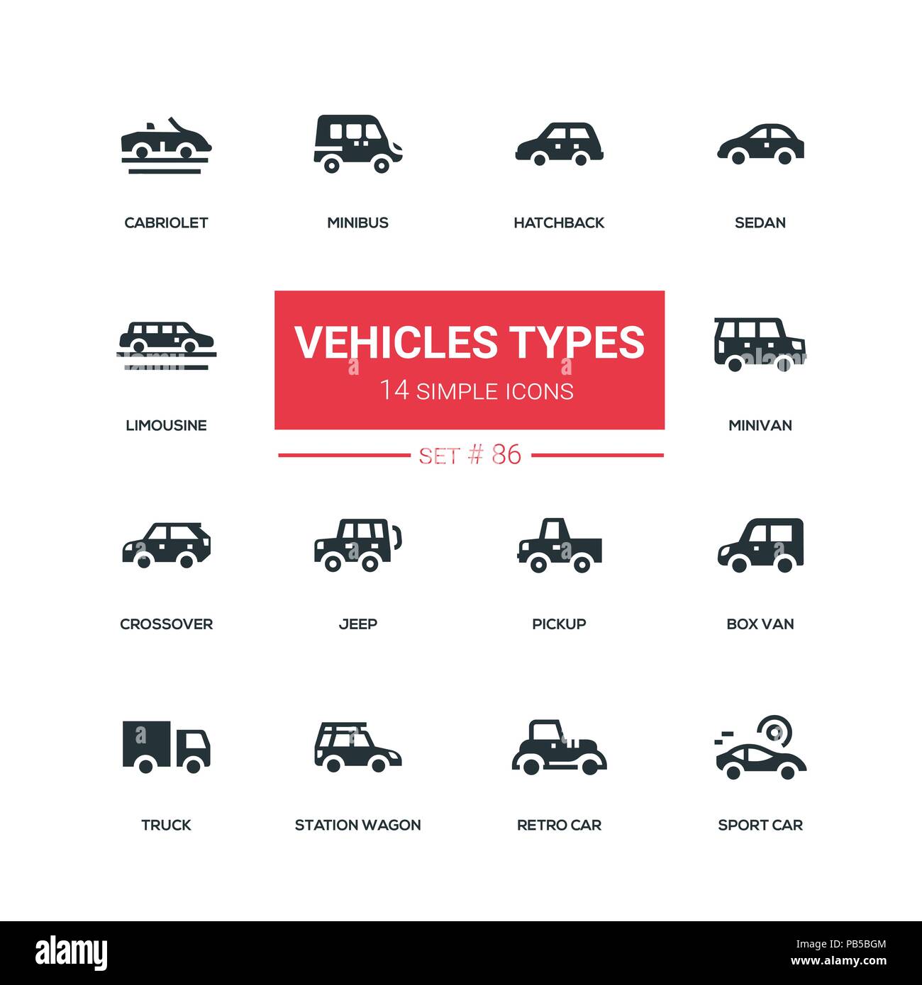 Vehicle types - flat design style icons set Stock Vector Image & Art ...