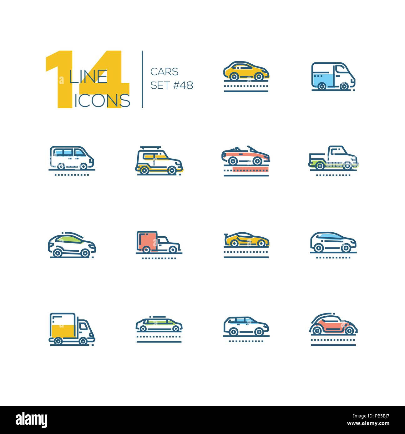 Cars - set of line design style colorful icons Stock Vector Image & Art ...