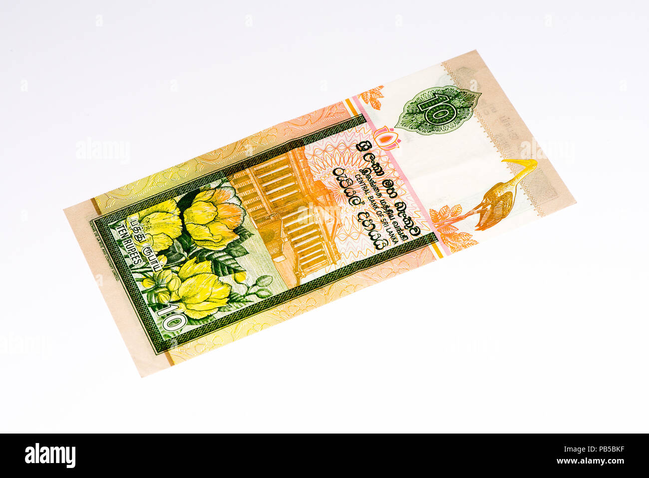 10 Sri Lankan rupee bank note. Rupees is the national currency of Sri ...