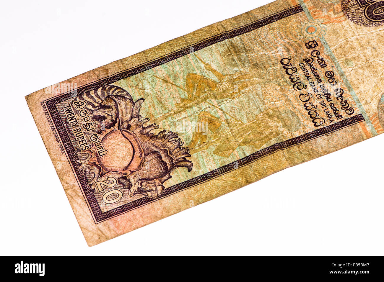 20 Sri Lankan rupee bank note. Rupees is the national currency of Sri ...
