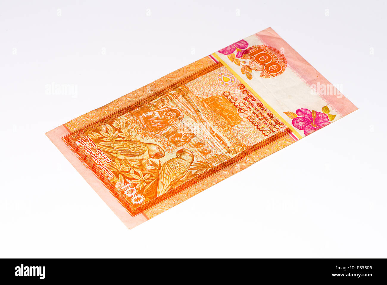 100 Sri Lankan rupee bank note. Rupees is the national currency of Sri ...