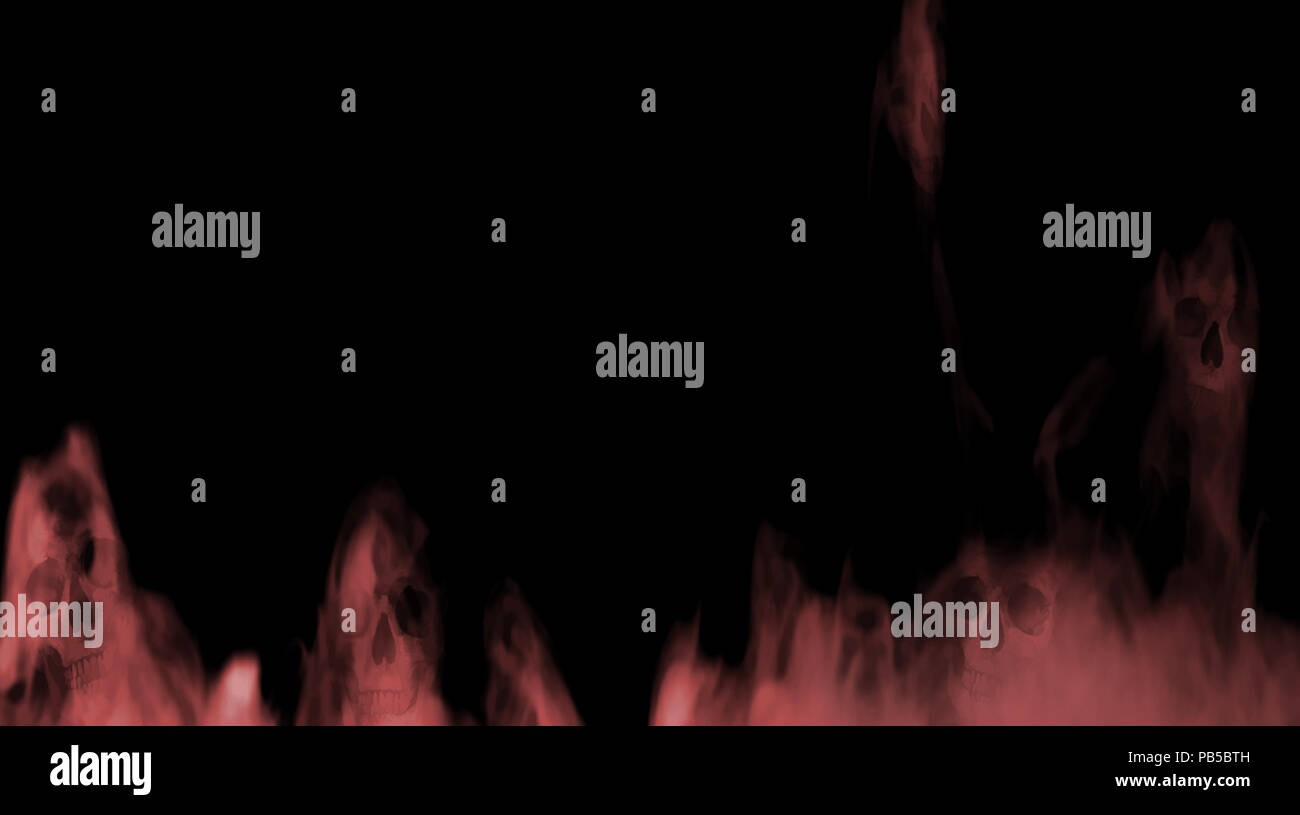 Digital illustration art. Skulls in the fog Stock Photo - Alamy