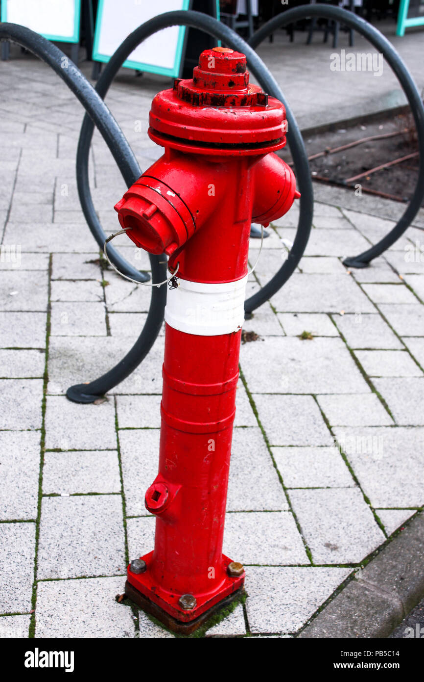 Red fire hydrant on the street Budapest, Hungary Stock Photo - Alamy