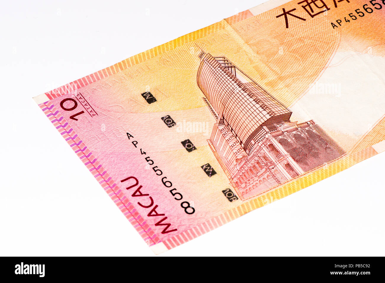 10 Macanese pataca bank note. Macanese pataca is the national currency ...