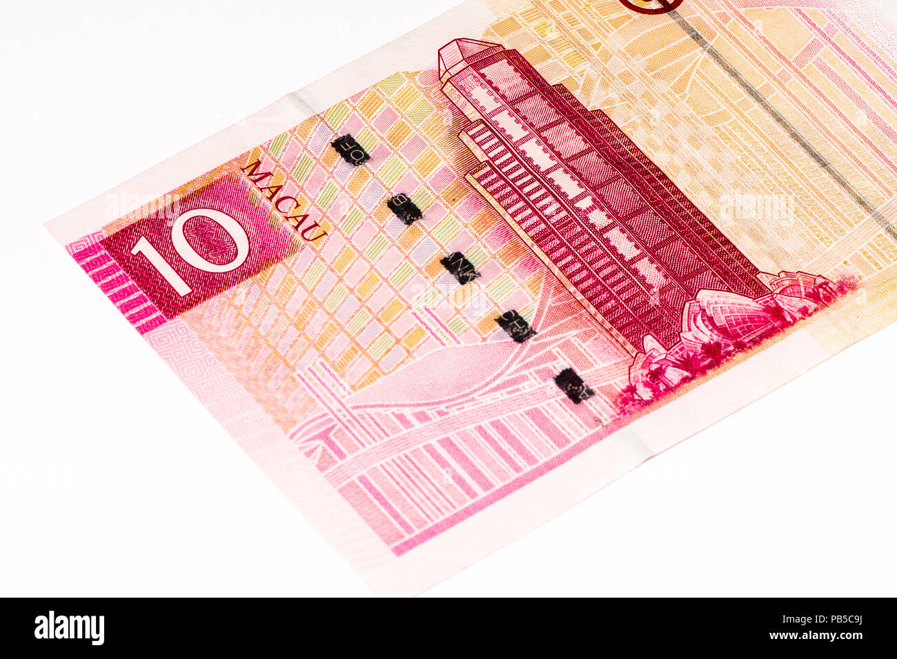 10 Macanese pataca bank note. Macanese pataca is the national currency ...