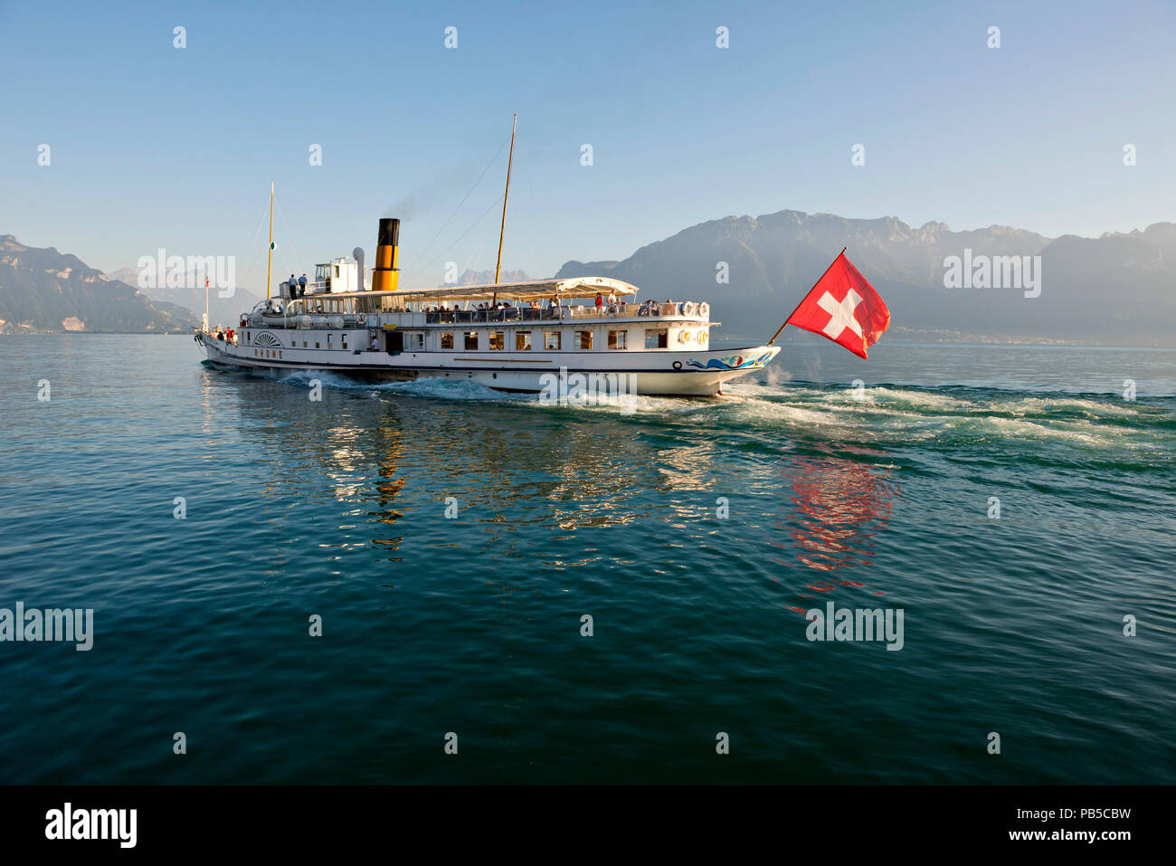 Switzerland, Vaud, Lac Léman, boat CGN Rhône *** Local Caption ...