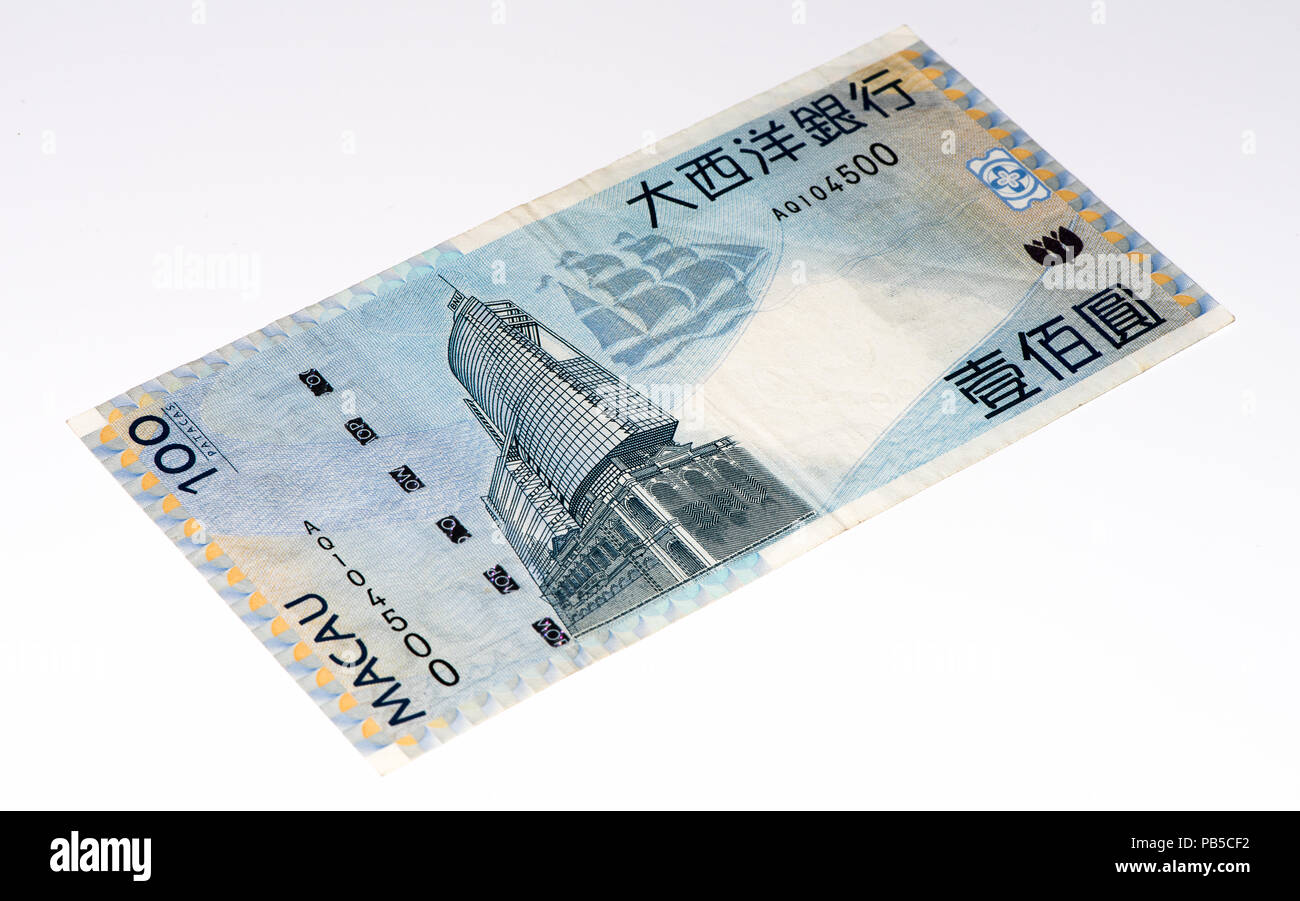 100 Macanese pataca bank note. Macanese pataca is the national currency ...