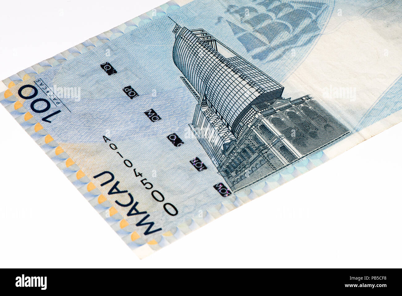 100 Macanese pataca bank note. Macanese pataca is the national currency ...