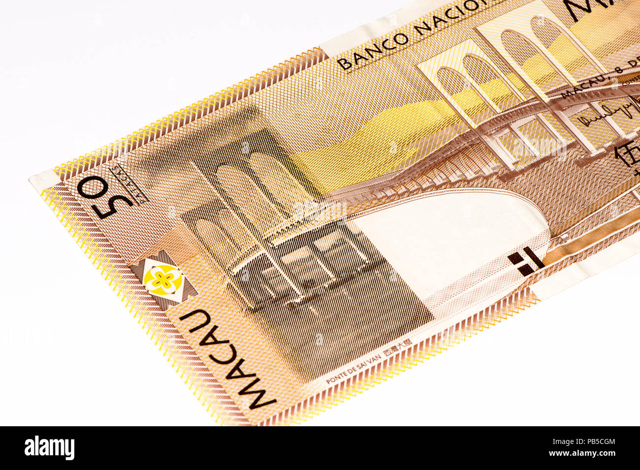 50 Macanese pataca bank note. Macanese pataca is the national currency ...