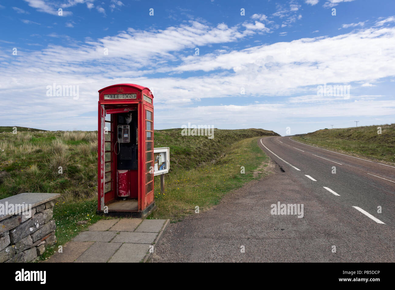 Lonely Red Phone Booth Telephone Box in Scotland UK Stock Photo - Alamy