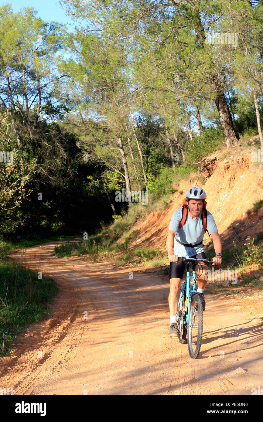 Mountain bike ride in a forest, Clapiers, Occitanie, France Stock Photo ...