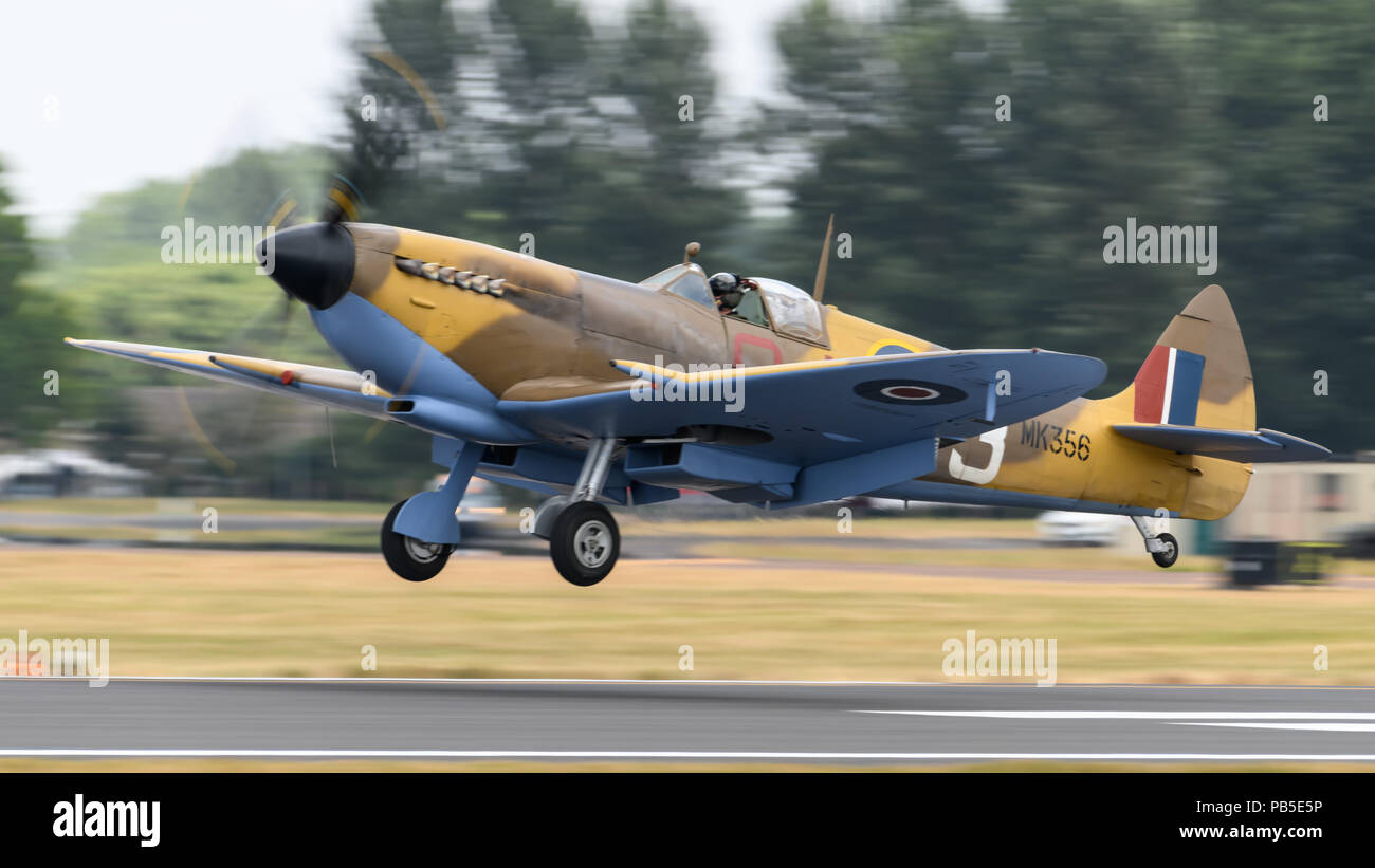 Classic Spitfire aircraft displaying at the Royal International Air ...