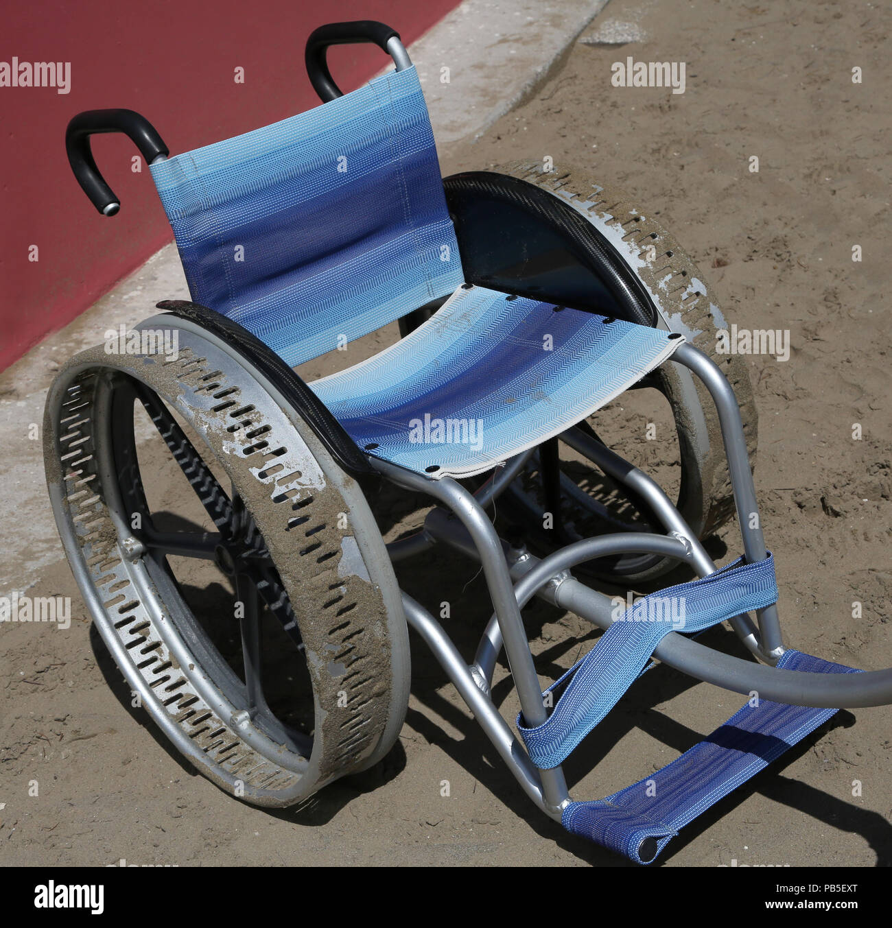 wheelchair to enter the water for disabled in blue aluminum Stock Photo ...