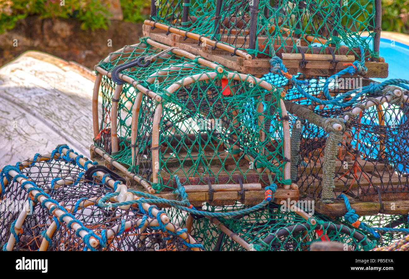 Stack of Colourful Lobster Fishing Pots in Robin Hoods Bay North ...