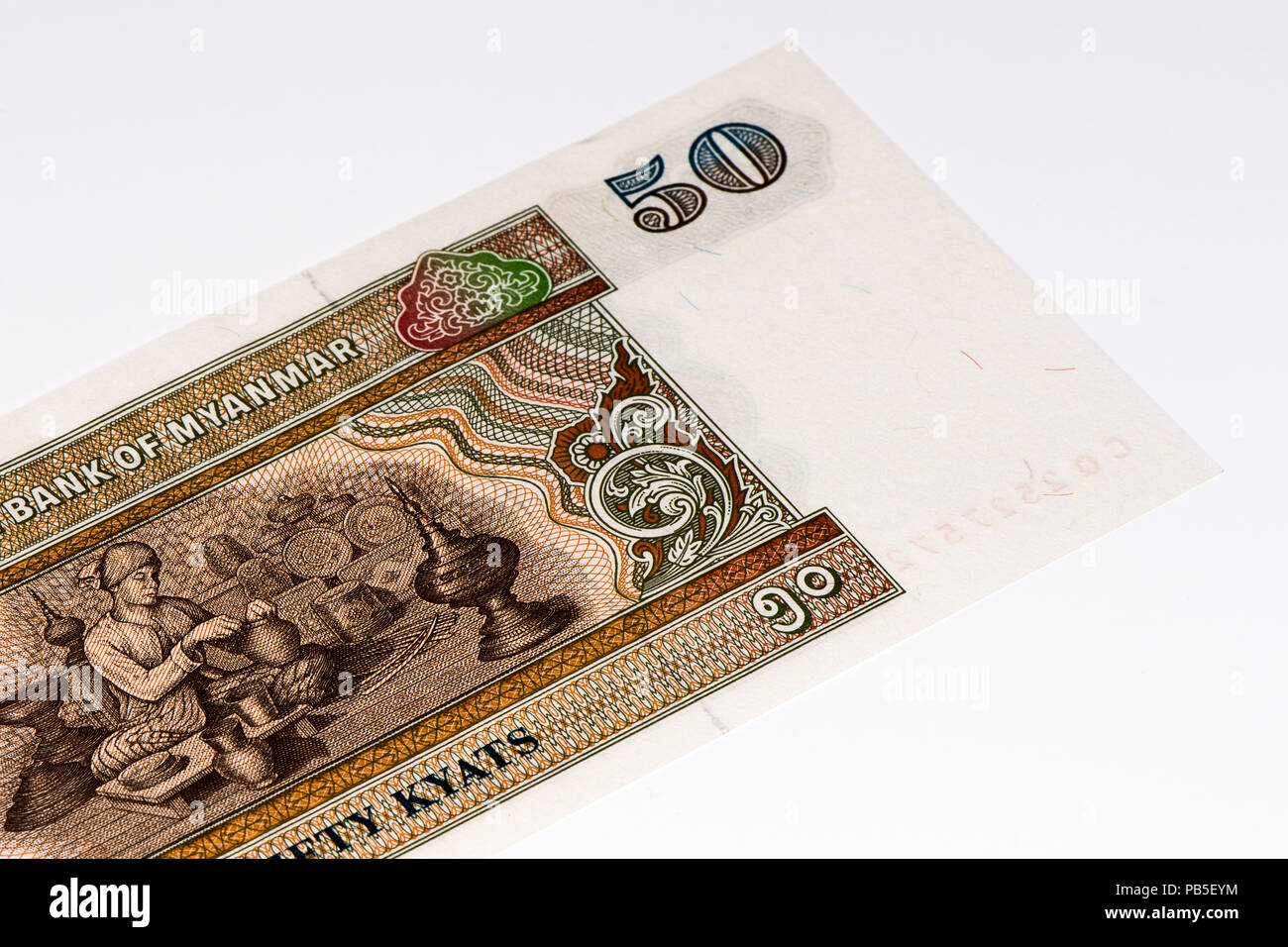 50 kyats bank note. Kyat is the national currency of Myanmar Stock ...