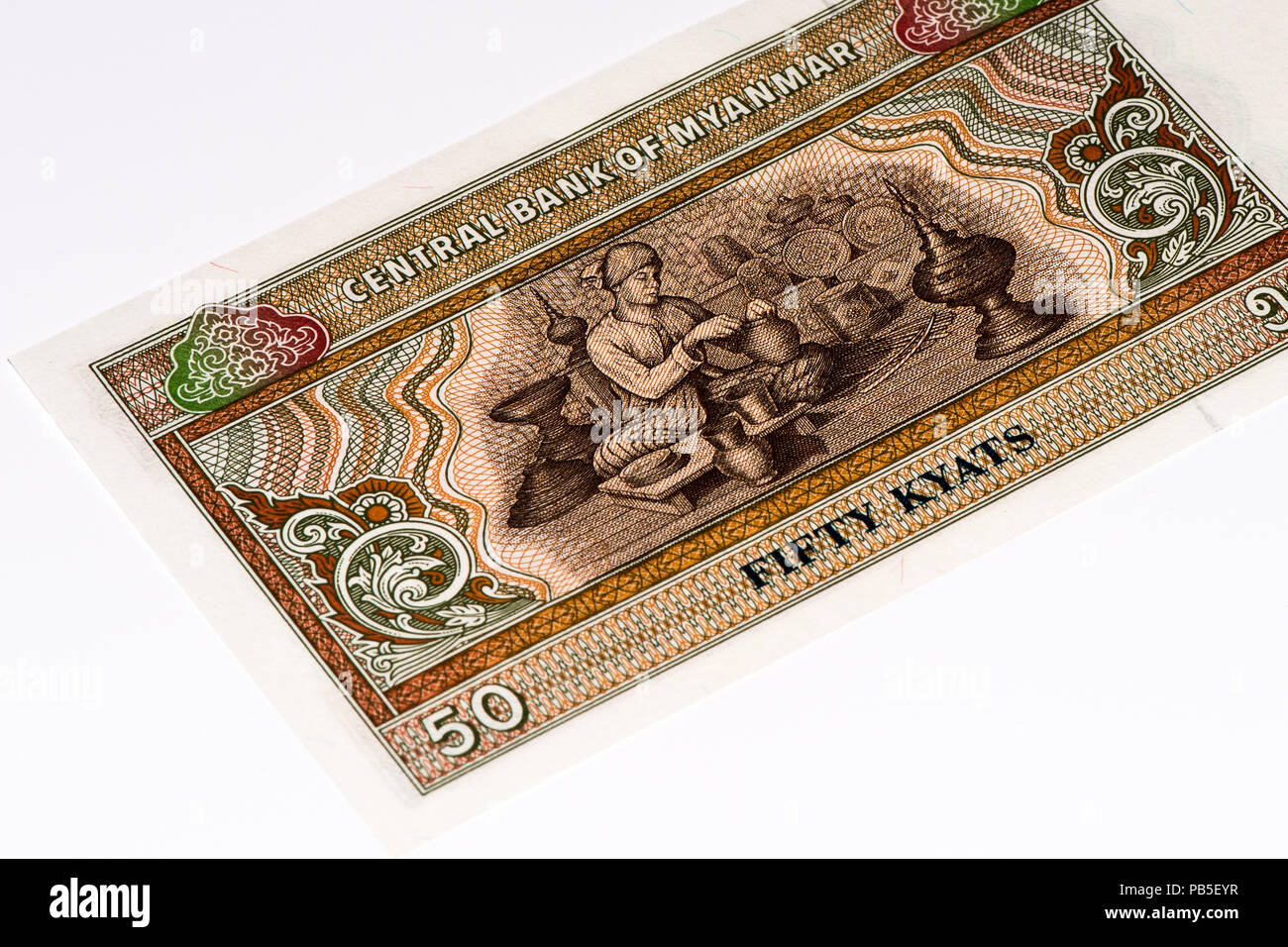 50 kyats bank note. Kyat is the national currency of Myanmar Stock ...